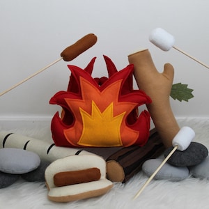 Campfire Play Set, Felt Campfire, Pretend Fire, Felt Fire, Fire Pit ...