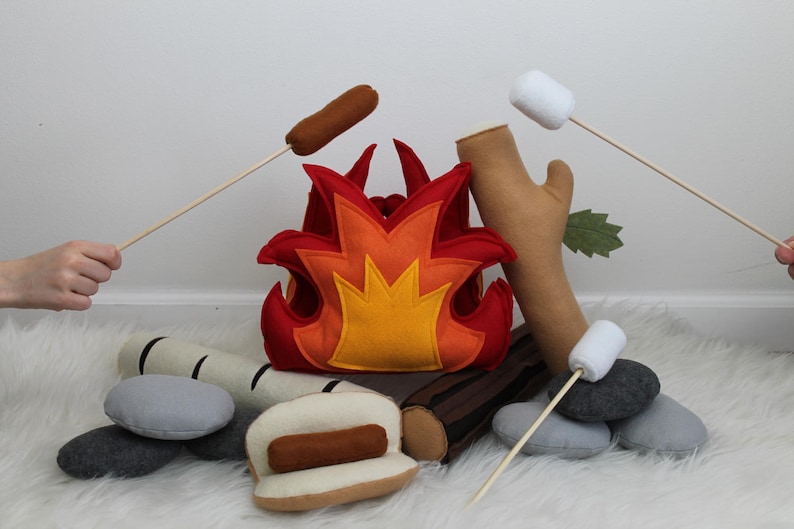Campfire Play Set Felt Campfire Pretend Fire Felt Fire - Etsy