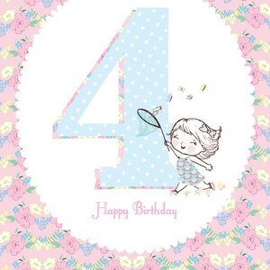 4th Birthday Card 4 Today Card Little Girls 4th Birthday - Etsy