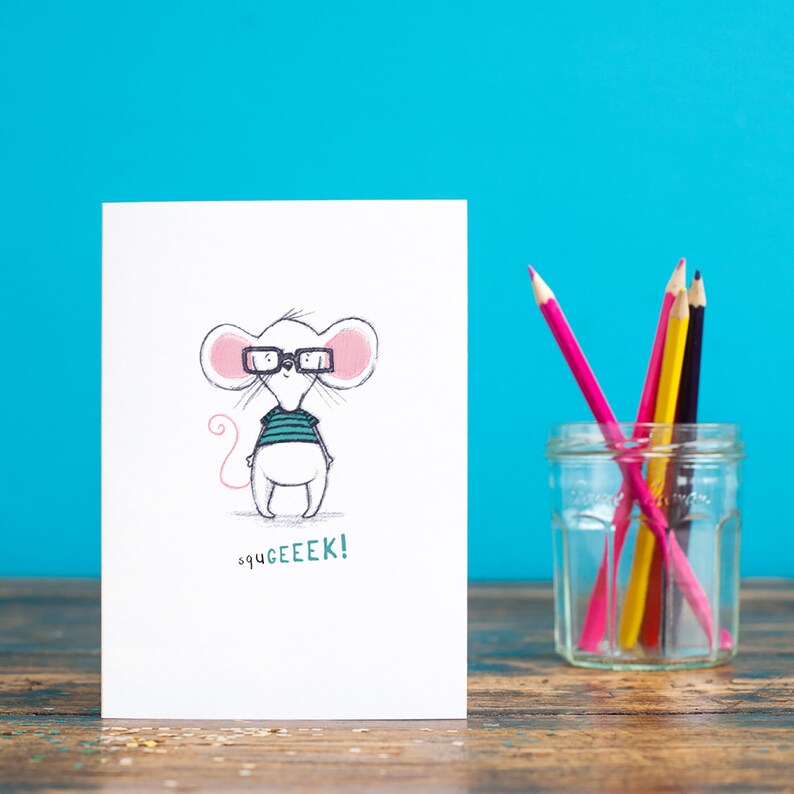 Geek Card Blank Geek Card Glasses Card Eeeek - Etsy