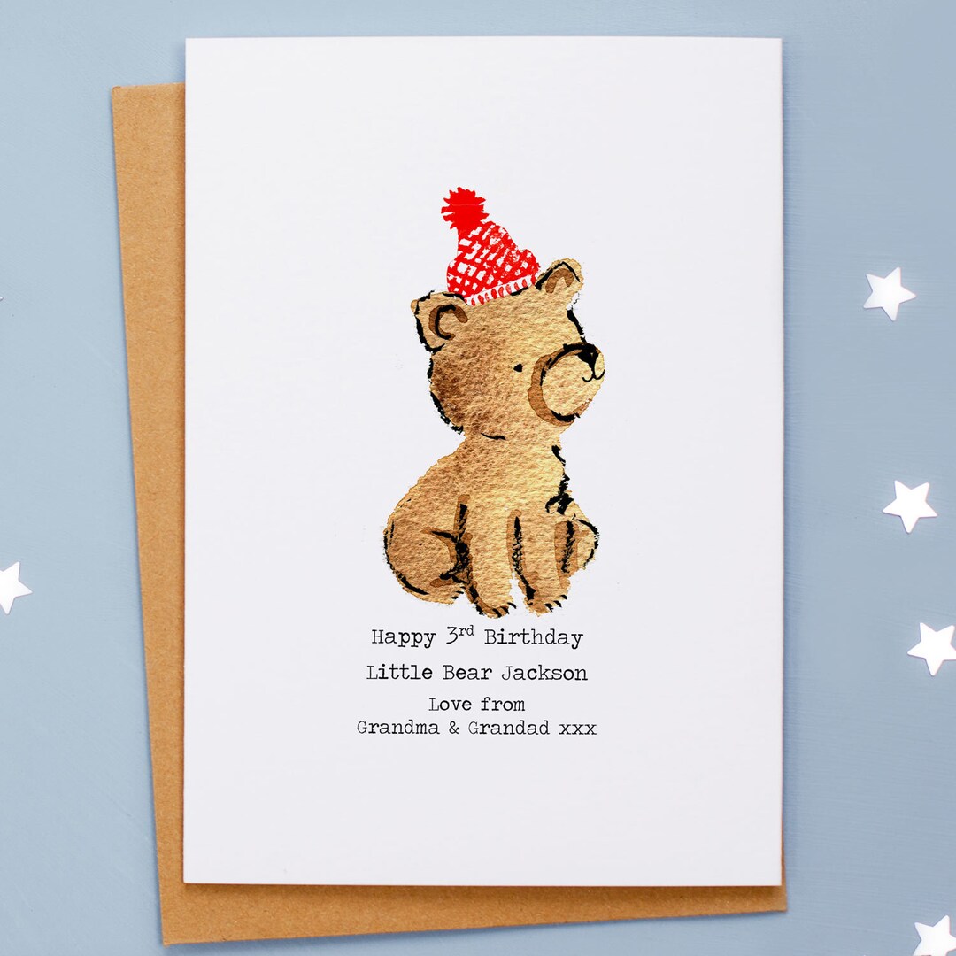 Personalised Baby Bear Card Baby Bear Illustration Bear - Etsy
