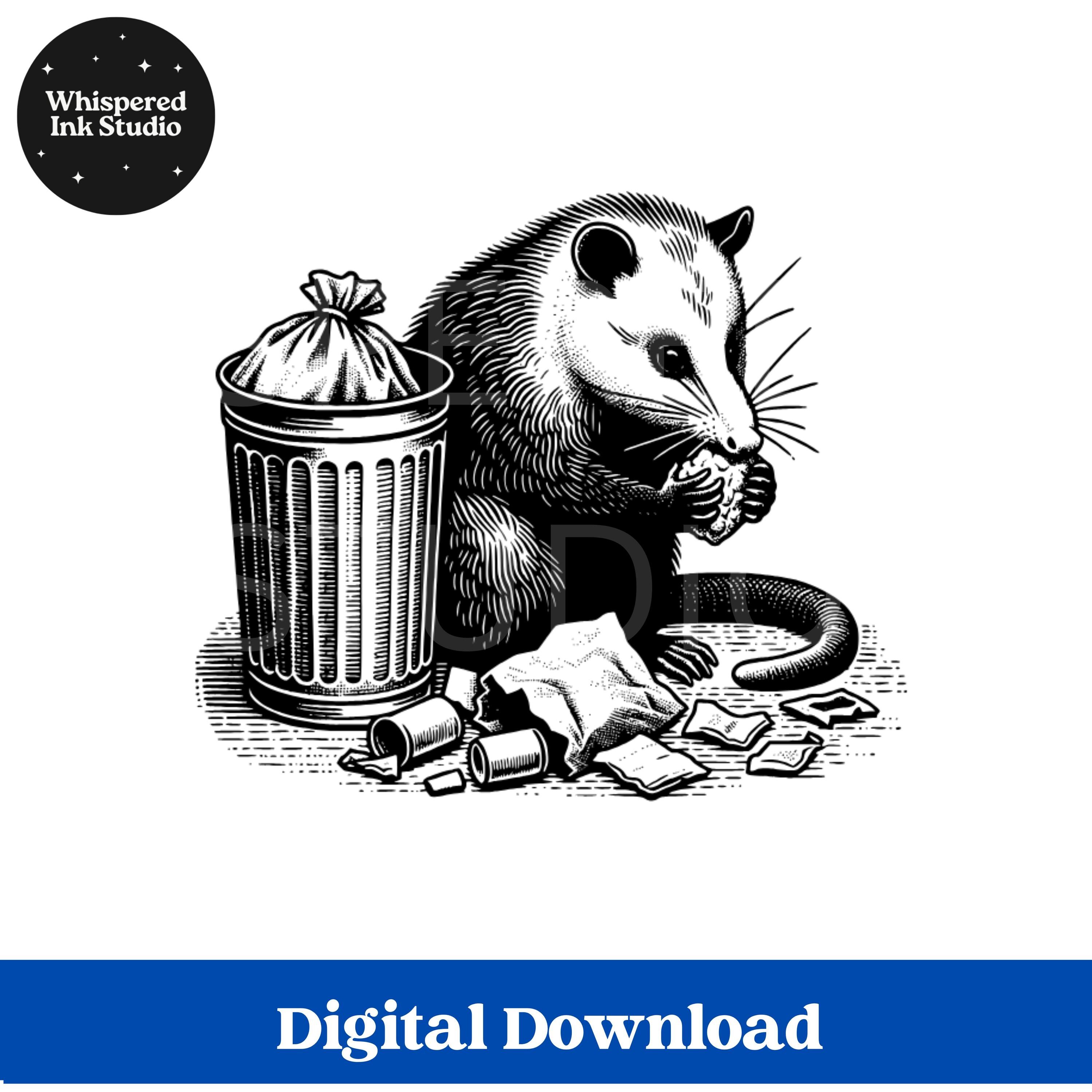 Possum SVG, Possum Clipart, Possum Eating Trash Digital Art, Trash ...