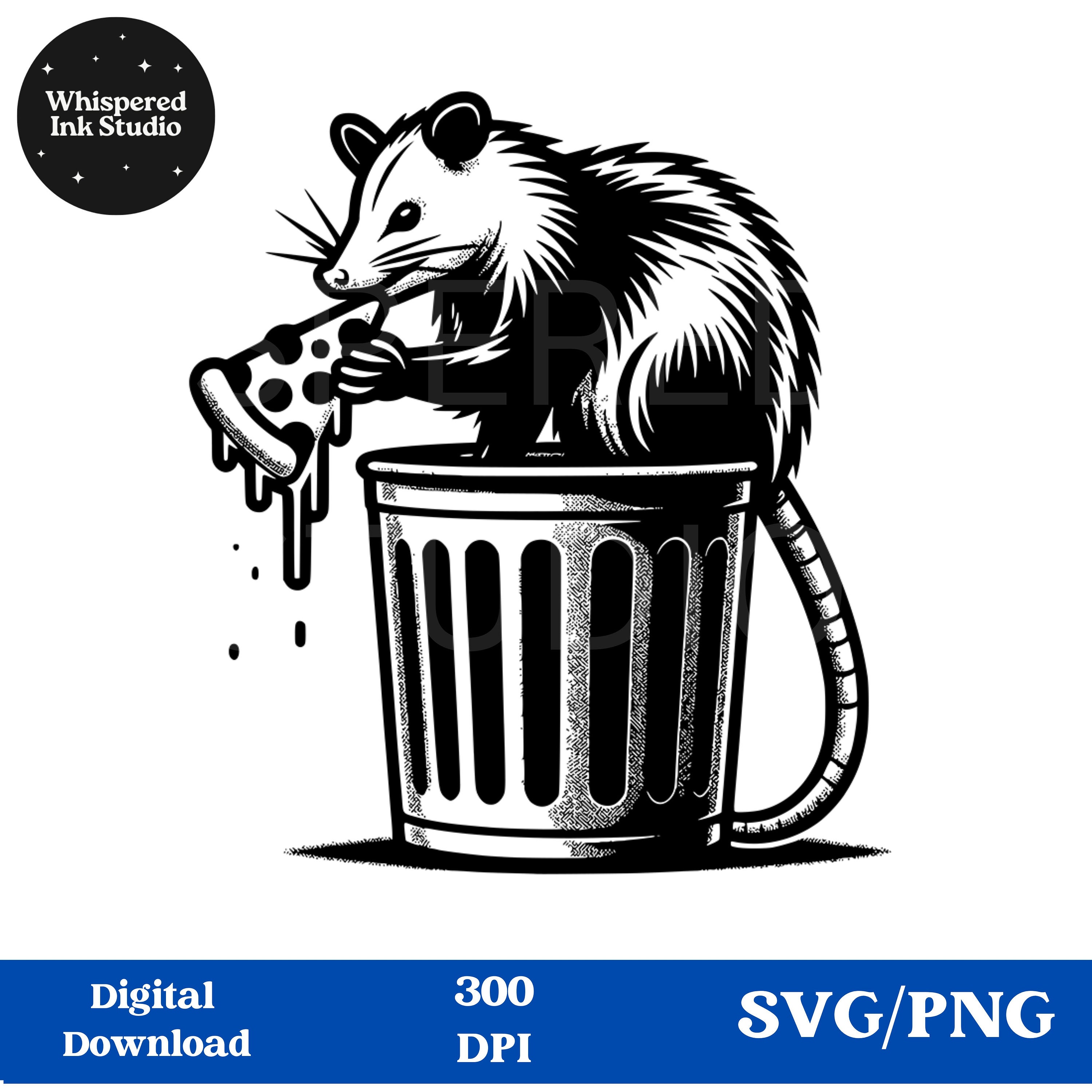 Possum SVG, Possum Clipart, Possum Eating Pizza Digital Art, Trash ...