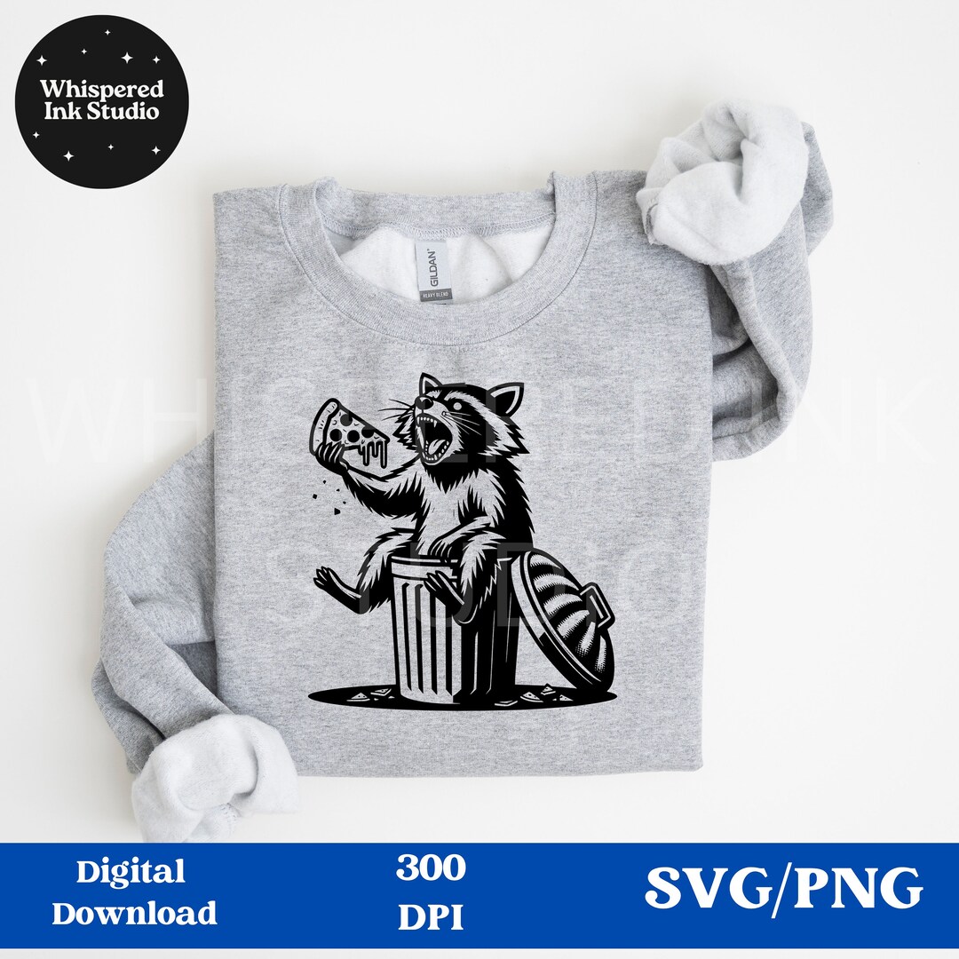 Raccoon SVG, Raccoon Clipart, Raccoon Eating Pizza Digital Art, Trash ...