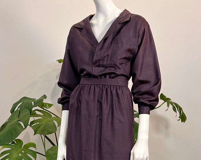 Vintage Gil Aimbez Bon Ménage Deep Plum Silk Blouse & Skirt Set 70s - Etsy