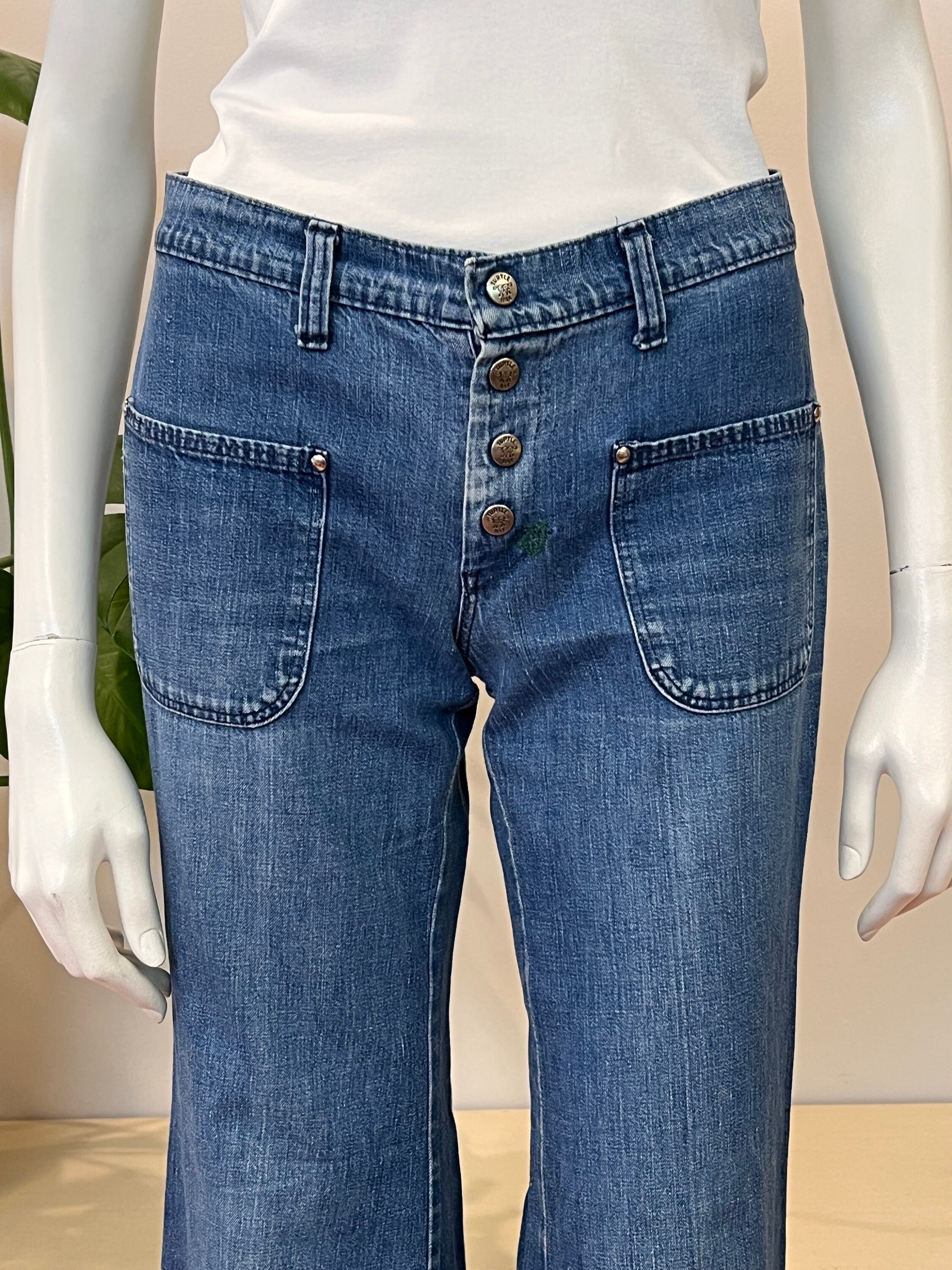 Vintage Turtle Bax Hiphugger Snap Fly Bellbottom Jeans W/ Patch Pockets ...