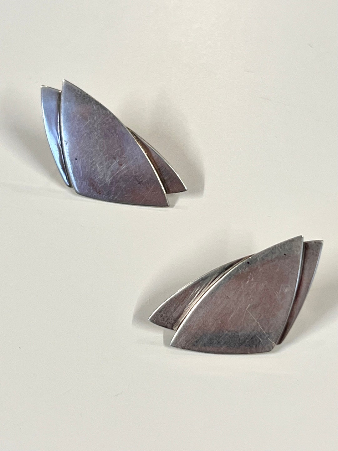 Vintage Corina Modernist Triangular Sterling Silver Earrings 80s - Etsy