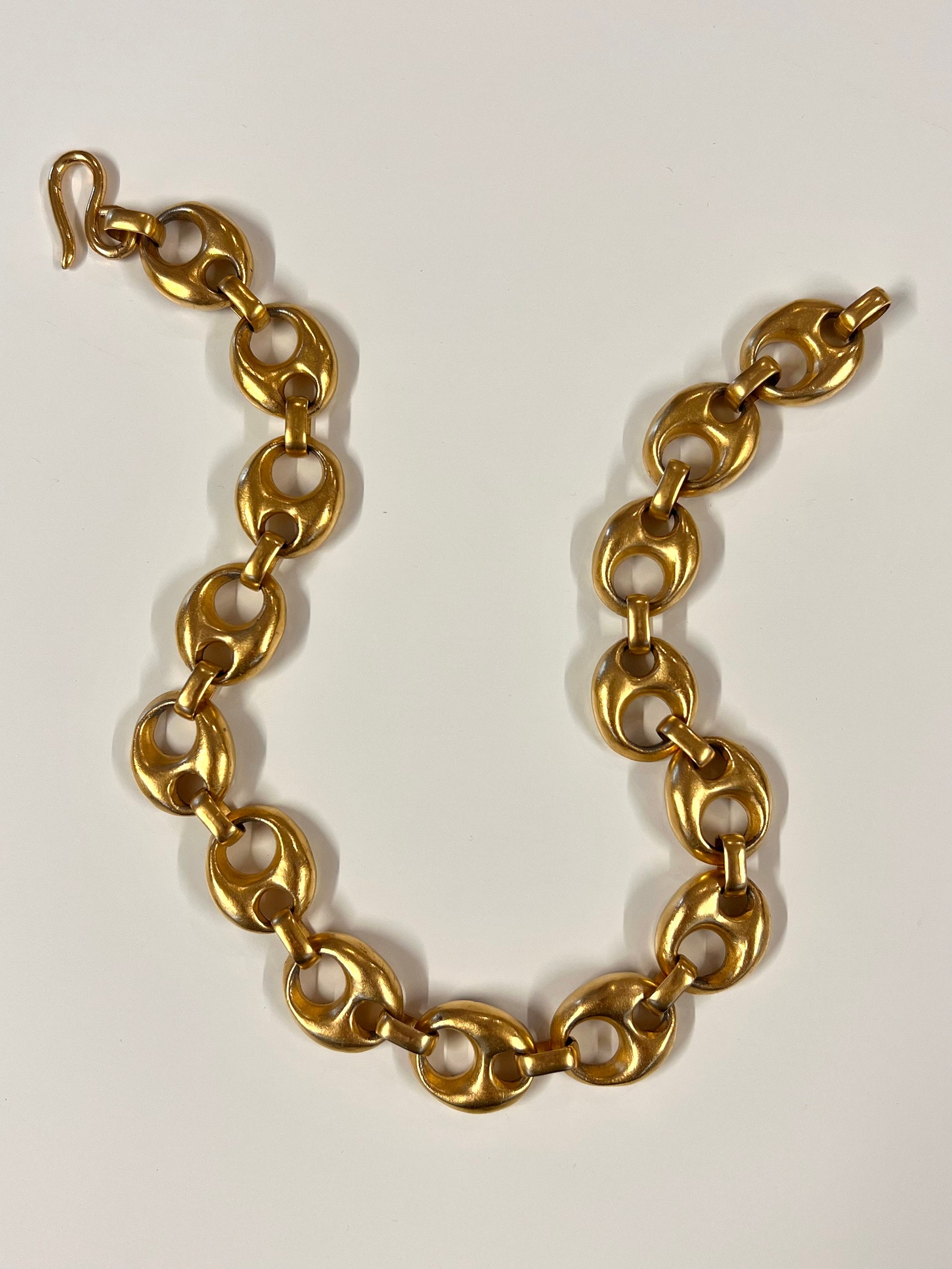Vintage Chunky Modernist Brushed Matte Gold Link Necklace 90s - Etsy