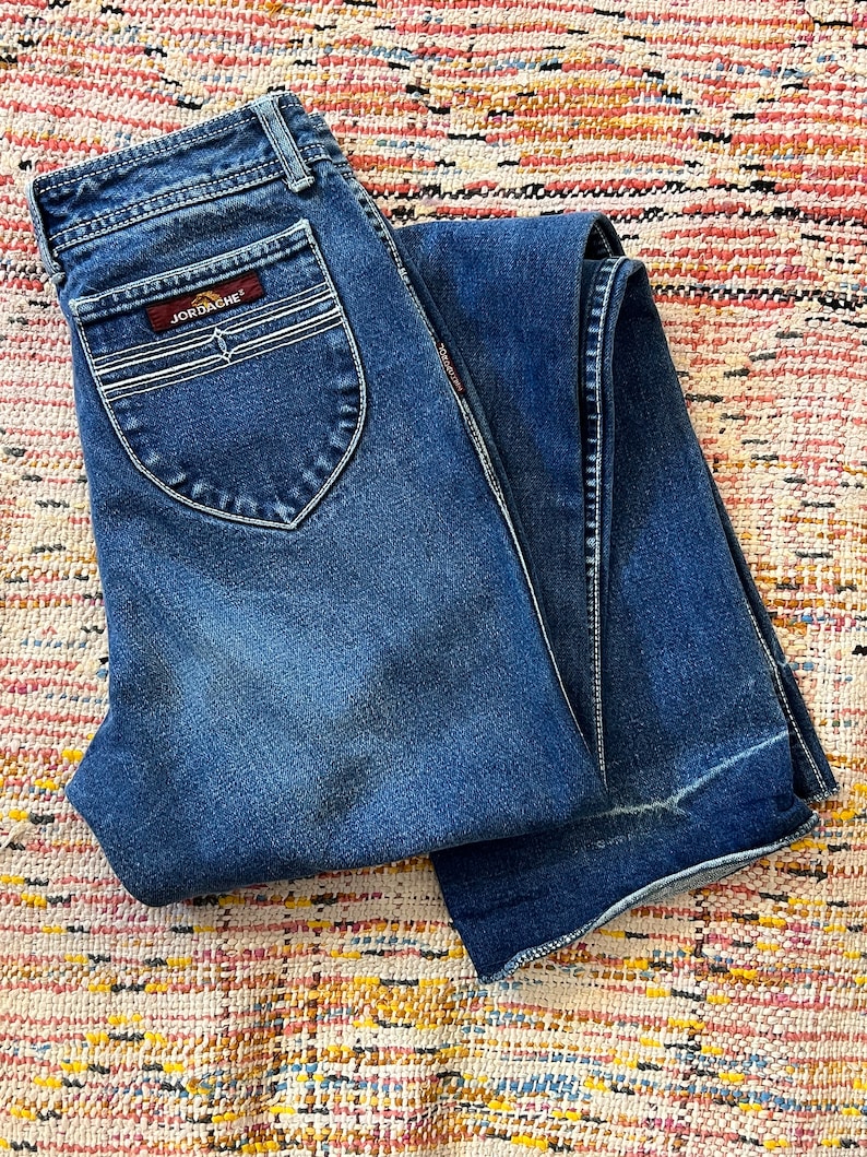 Vintage Jordache Straight Leg Faded Blue Jeans W/ White Stitching 80s ...