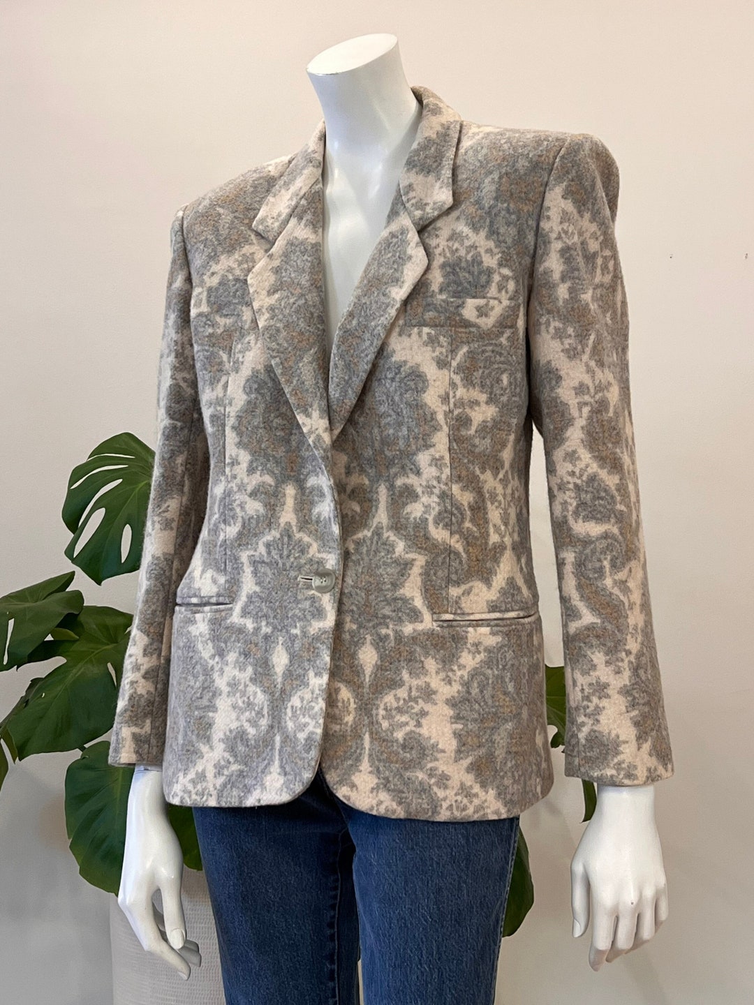 Vintage Muted Pastel Grey Rococo Motif Wool Blazer 80s - Etsy
