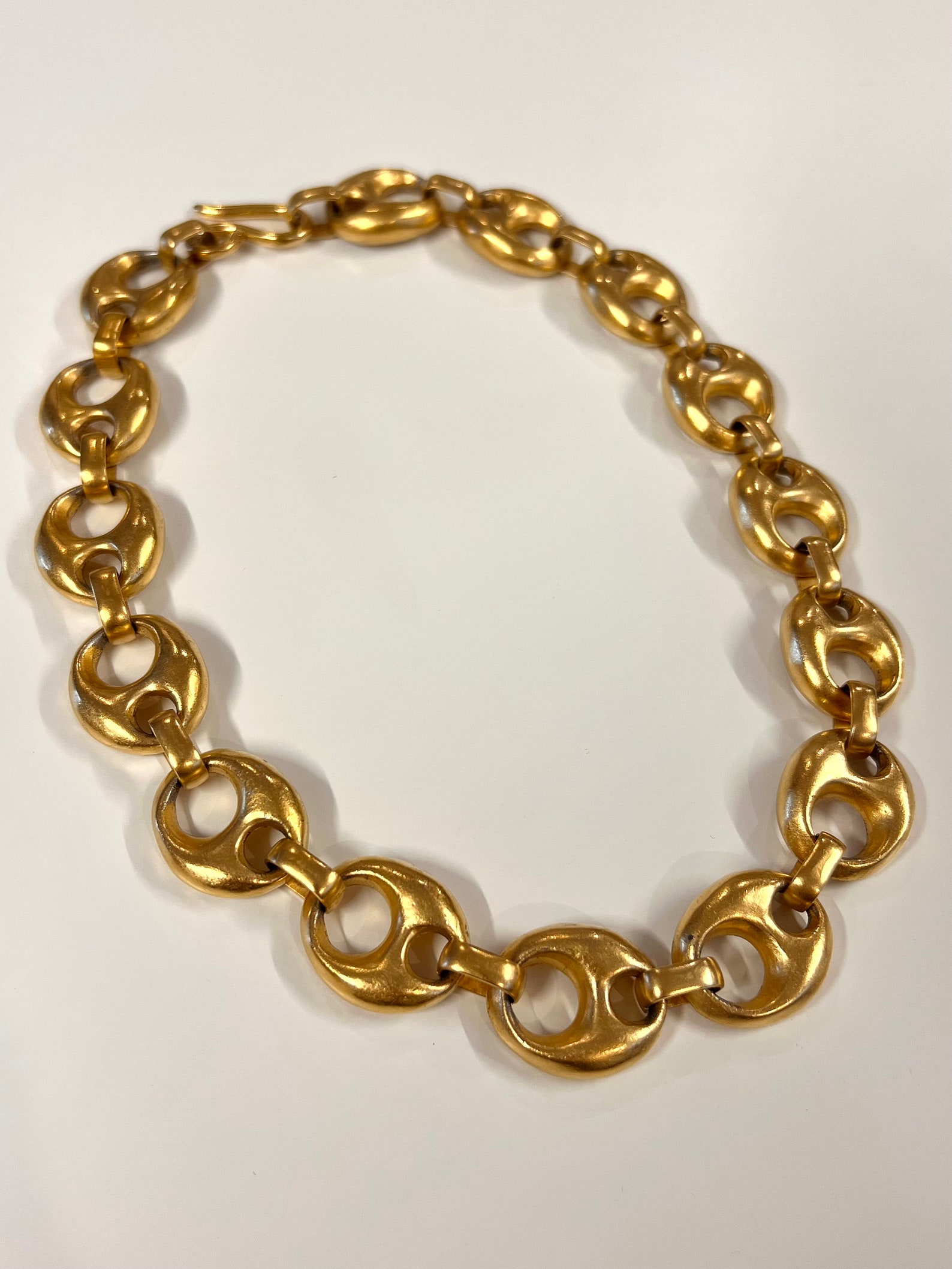 Vintage Chunky Modernist Brushed Matte Gold Link Necklace 90s - Etsy