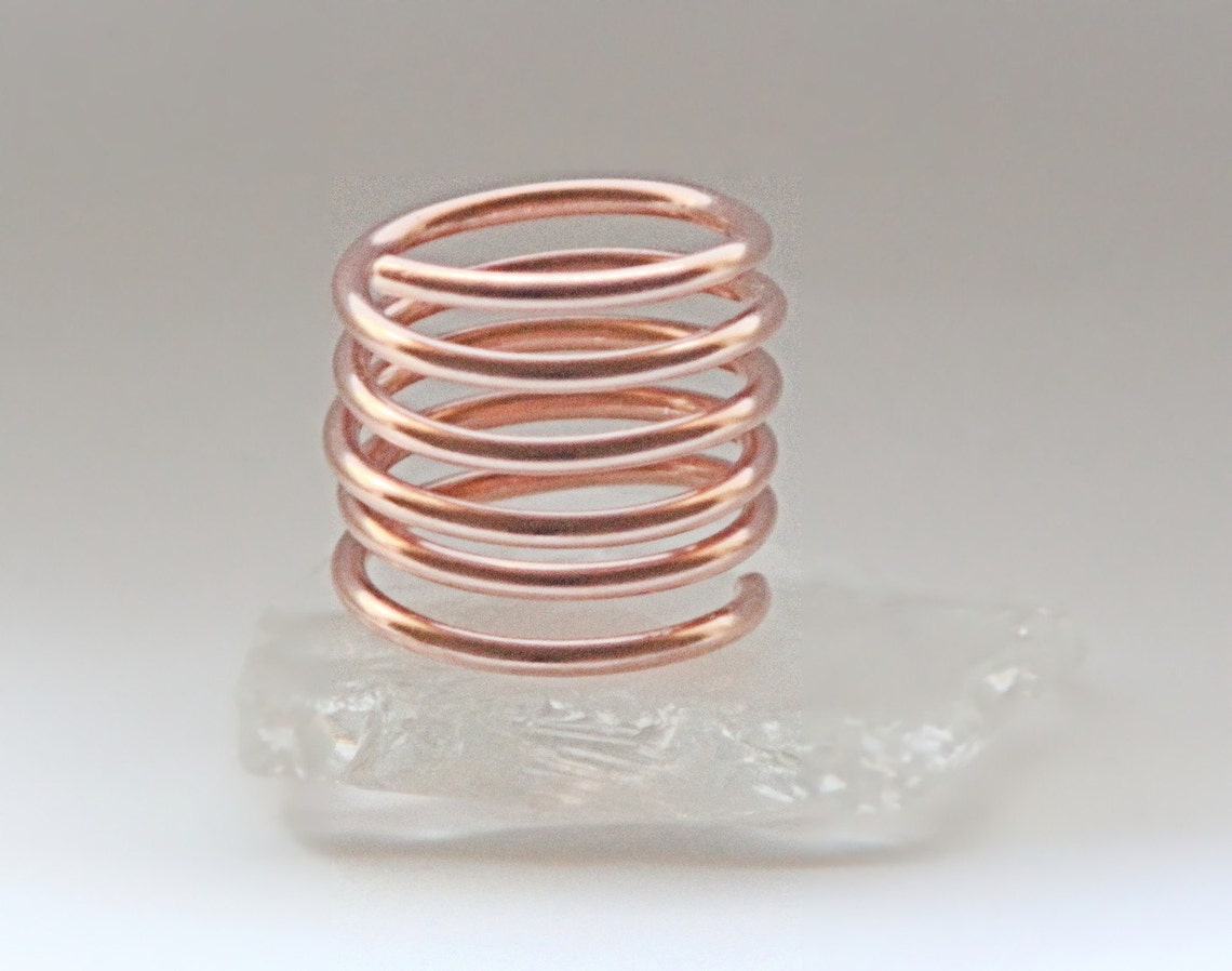 Copper Coil Spiral Ring. Unisex Custom Size Handforged Tall - Etsy