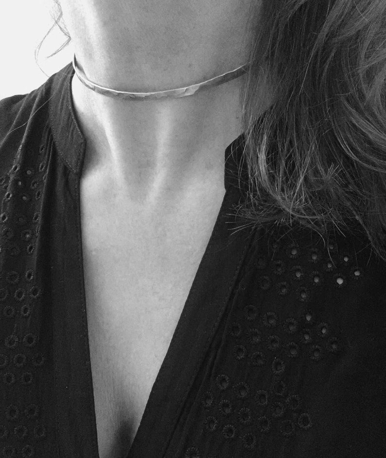 Sterling Silver Neck Cuff Choker Hammered Custom Size Silver Etsy
