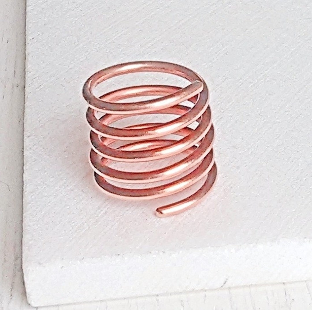 Copper Coil Spiral Ring. Unisex Custom Size Handforged Tall - Etsy