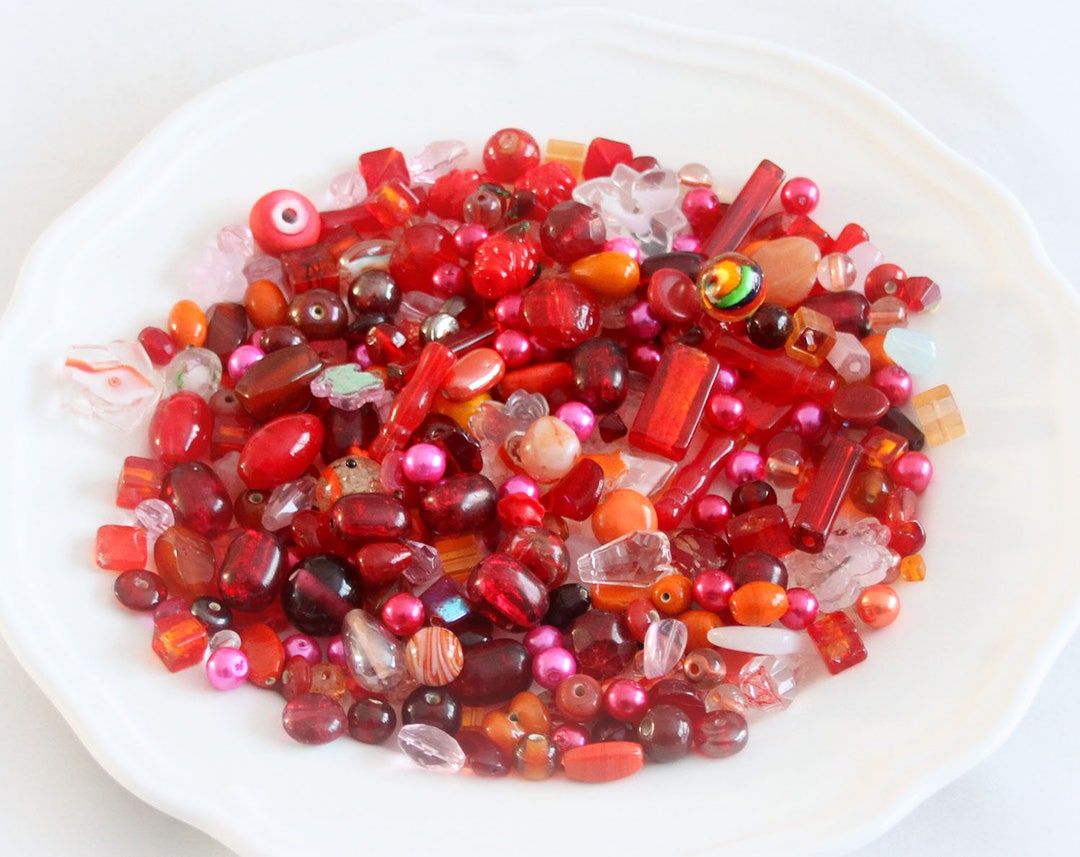 Red Bead Mix Glass Mix Craft Supplies Jewelry Supplies Bead Supplies ...