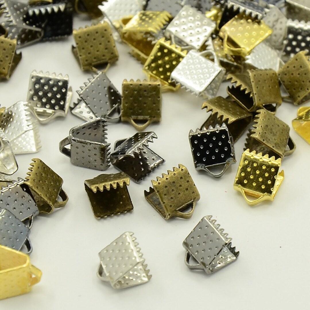 25 Pcs Iron Ribbon Ends, Mixed Color, 6x6x5mm, Hole: 2mm - Etsy