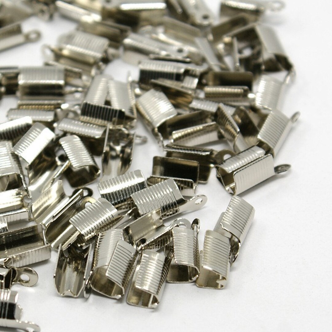 100 Iron Folding Crimp Ends Platinum Color About 12mm Long - Etsy