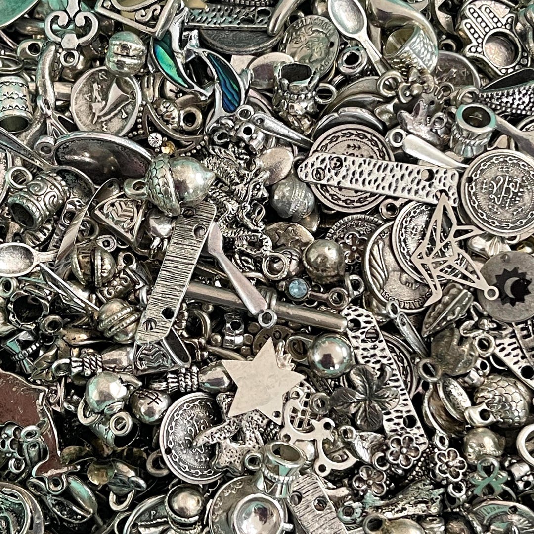 Antique Silver Tone Charm Mix: Zinc Metal Alloy, Assorted Shapes - Etsy