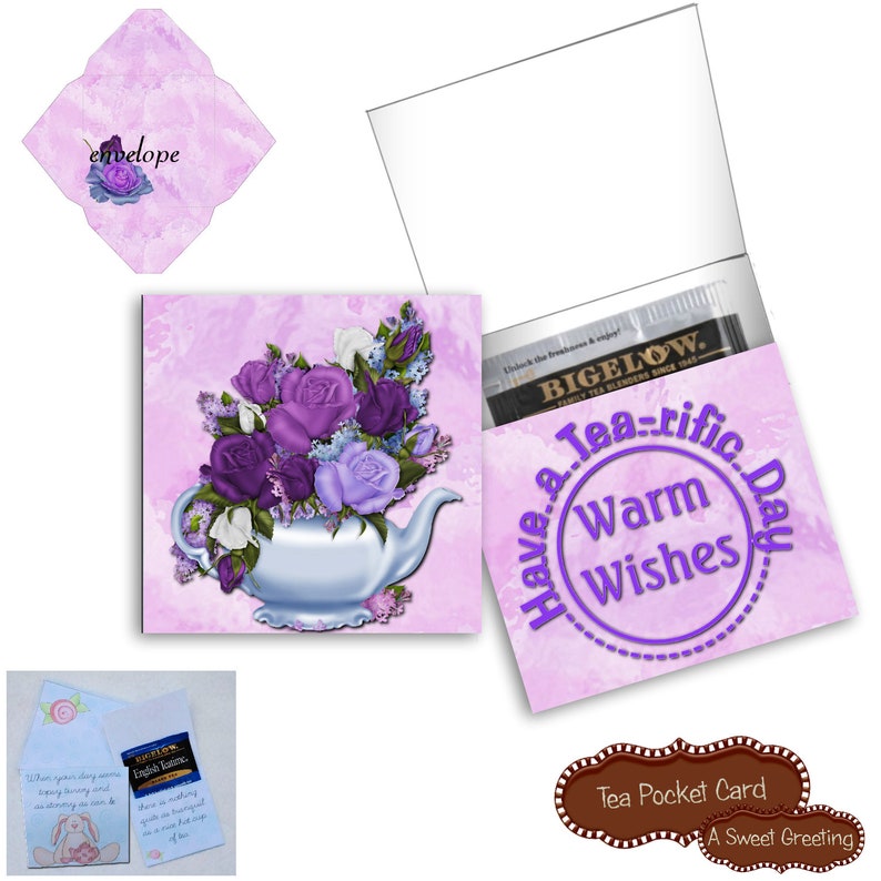 Printable "have A Tea-riffic Day!" Tea Bag Card With Envelope - Etsy