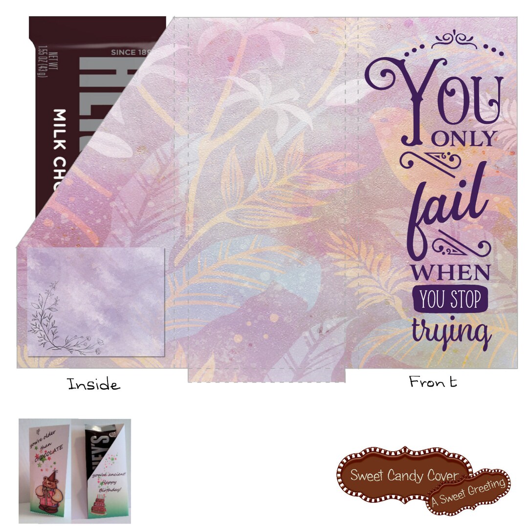 Printable "you Only Fail When You Stop Trying"encouragement Pocket Card ...