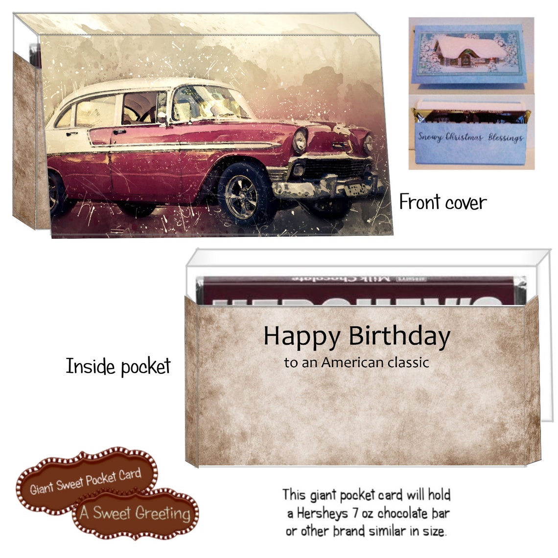 Printable Hot Rod Birthday Pocket Card for Giant 7 Oz. Chocolate Bar - Etsy