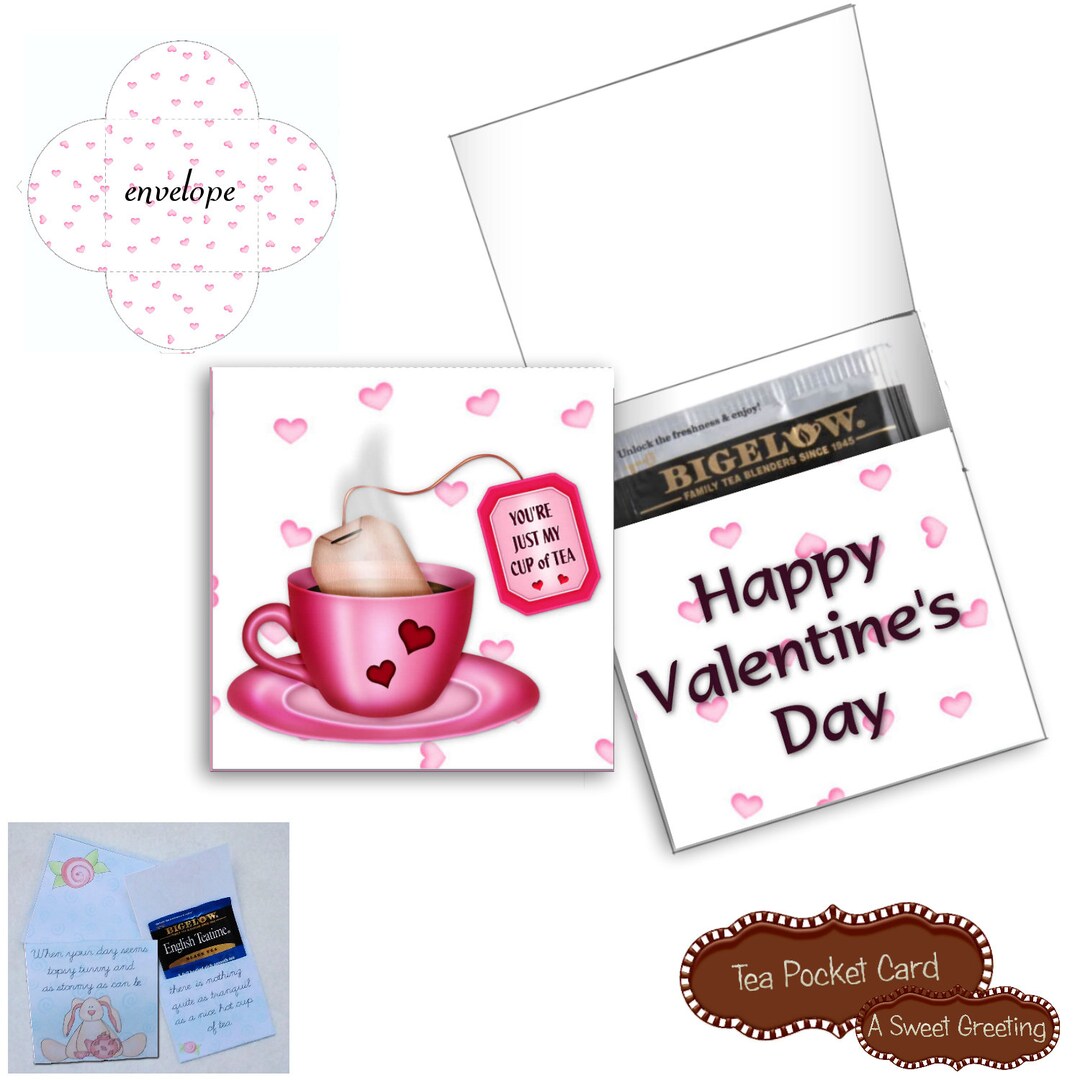 Printable "valentine You're My Cup of Tea" Pocket Card With Envelope - Etsy