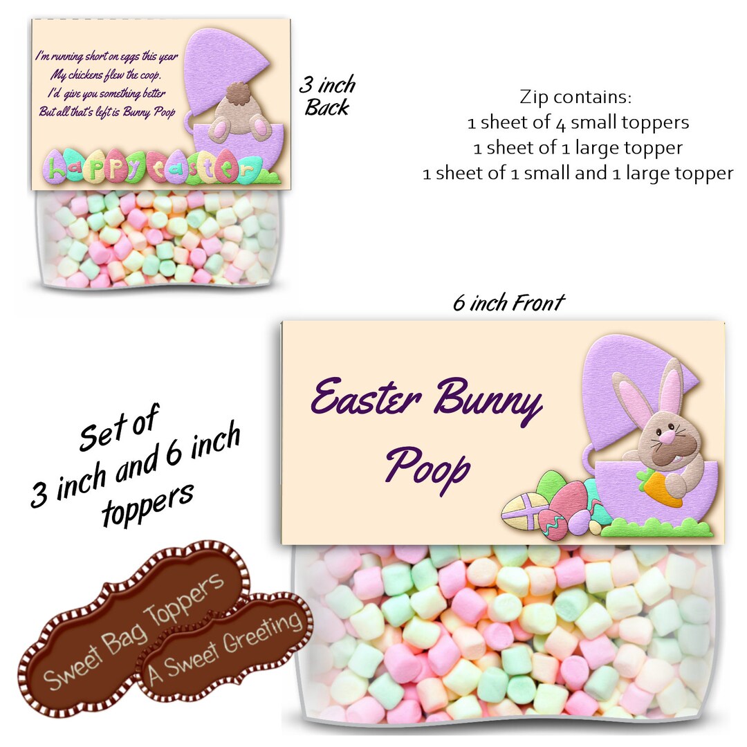 Printable Easter Bunny Poop 3 & 6 Inch Treat Bag Toppers - Etsy