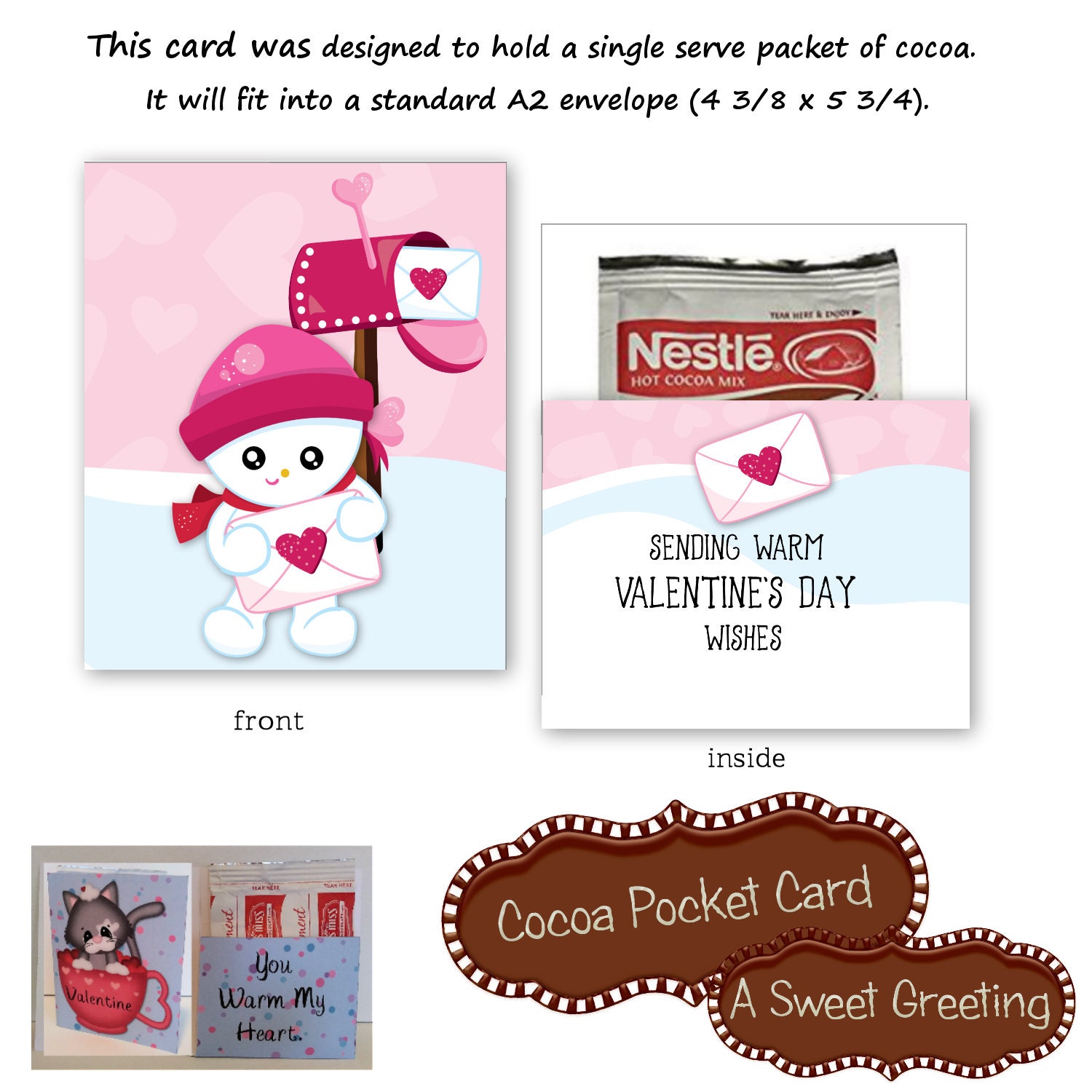 Printable Snowman Valentine Cocoa Card for Hot Chocolate Packet - Etsy