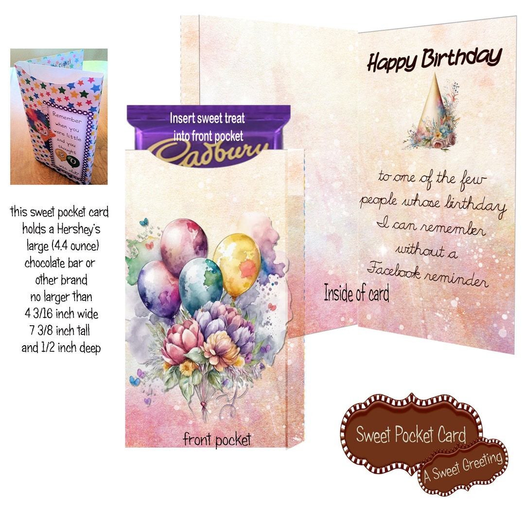 Printable Birthday Reminder Pocket Card for Large Candy Bar - Etsy