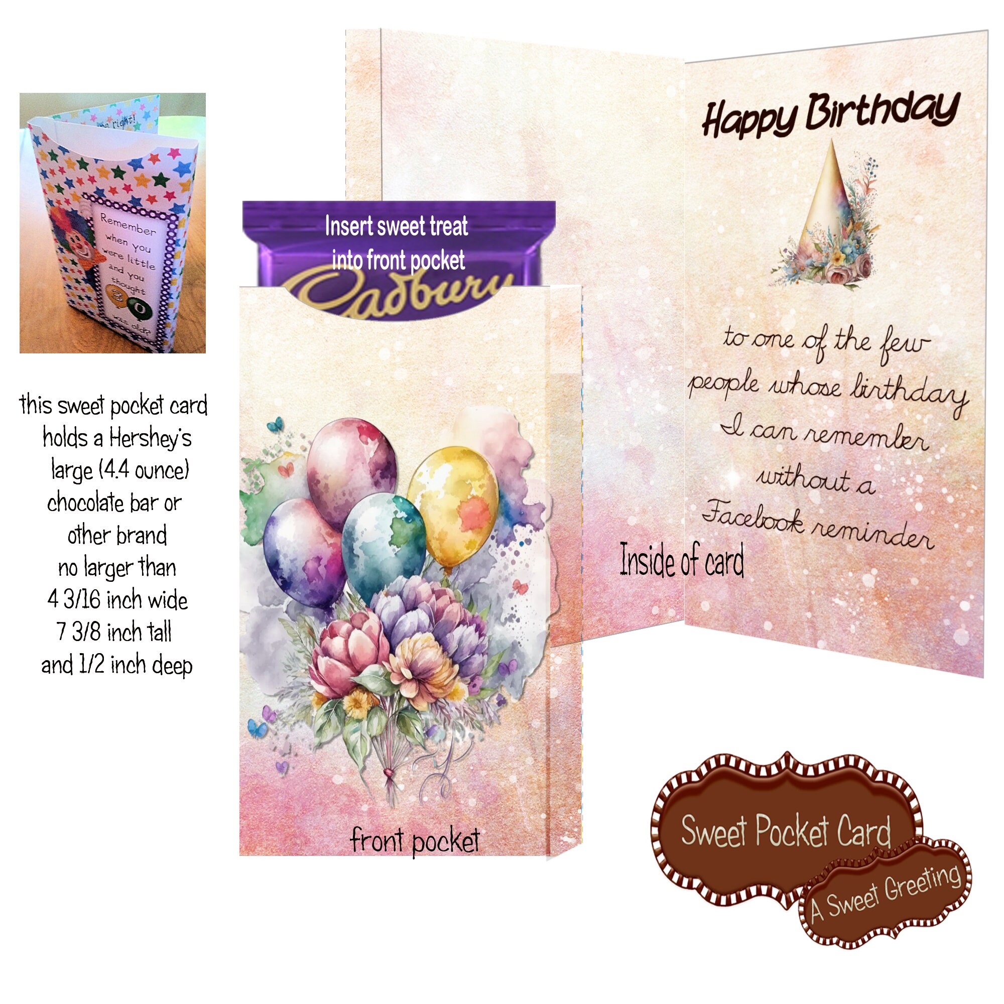 Printable Birthday Reminder Pocket Card for Large Candy Bar - Etsy
