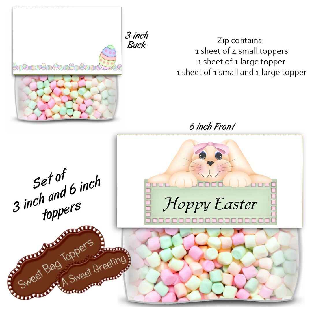 Printable Hoppy Easter 3 & 6 Inch Bag Toppers for Easter Treats - Etsy
