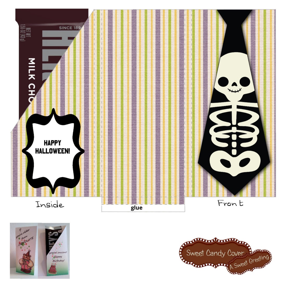 Printable Happy Skeleton Pocket Card for 1.55 Ounce Candy Bar - Etsy