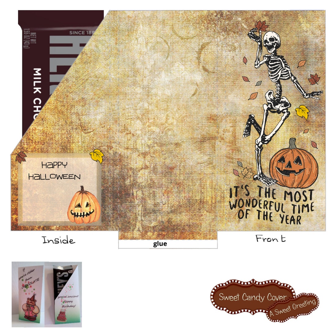 Printable Happy Skeleton Pocket Card for 1.55 Ounce Candy Bar - Etsy