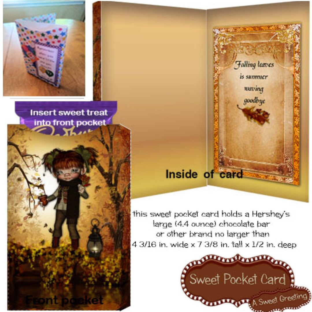 Printable Fall Leaves Pocket Card for Large Candy Bar - Etsy