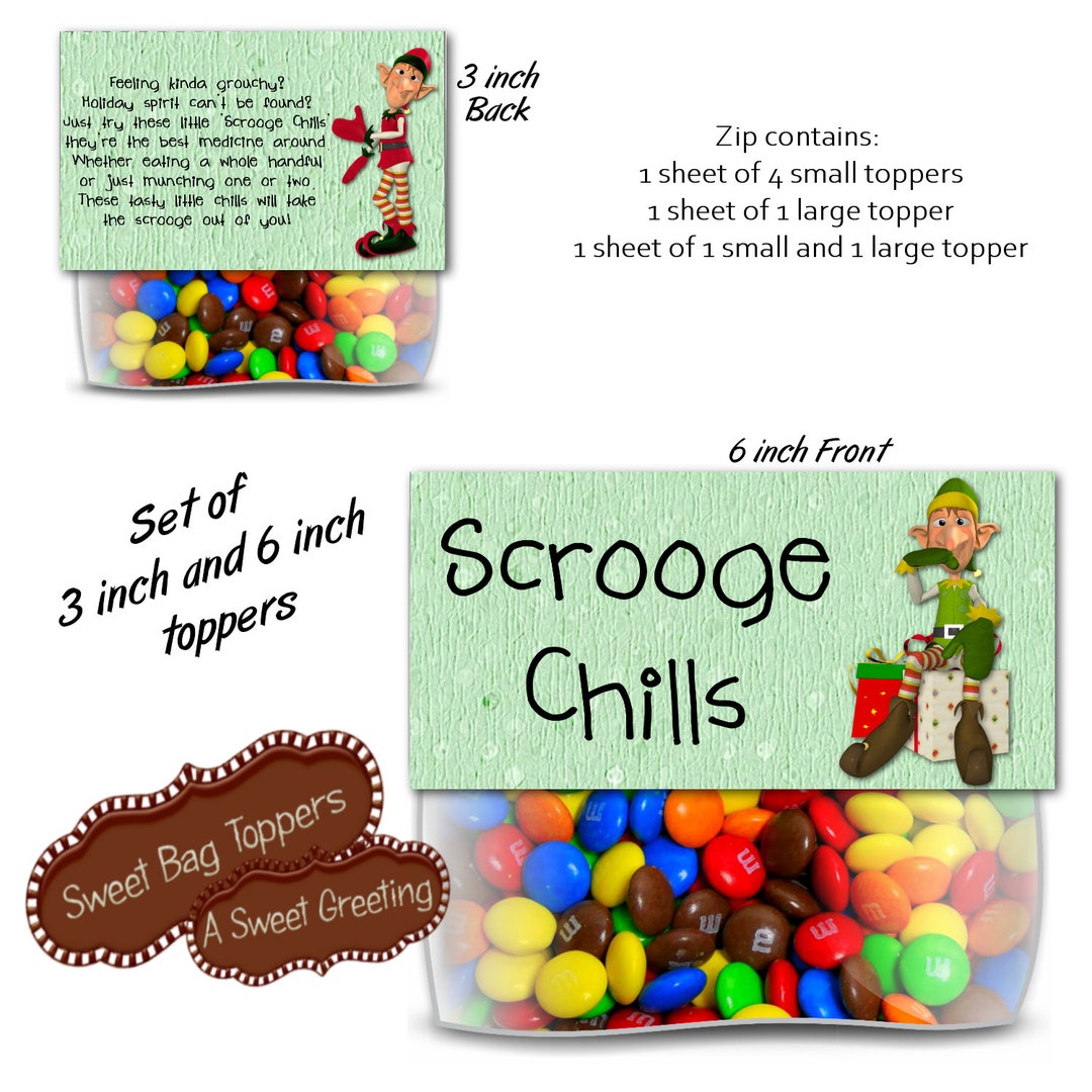 DIY Scrooge Candy Chills 3 & 6 Inch Treat Bag Toppers - Etsy
