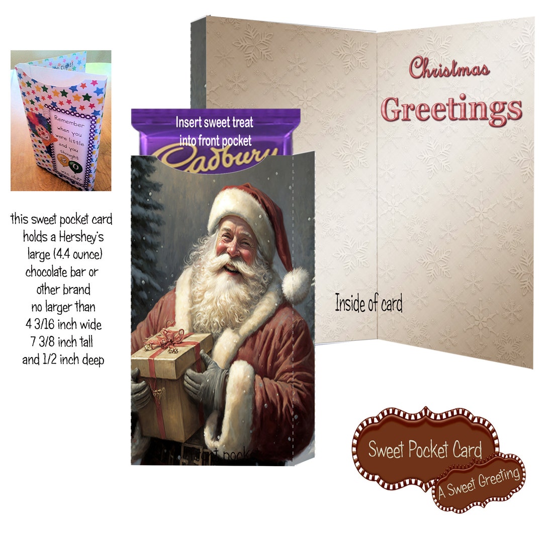 Printable Christmas Greetings Pocket Card for Large Candy Bar - Etsy