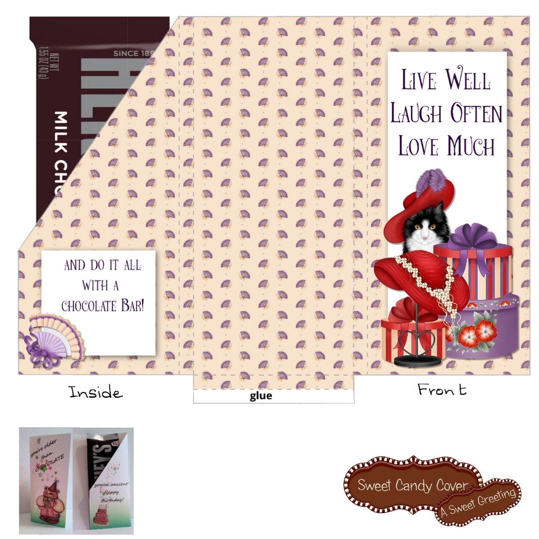 Printable Red Hat Candy Bar Pocket Card for 1.55 Ounce Chocolate Bar - Etsy