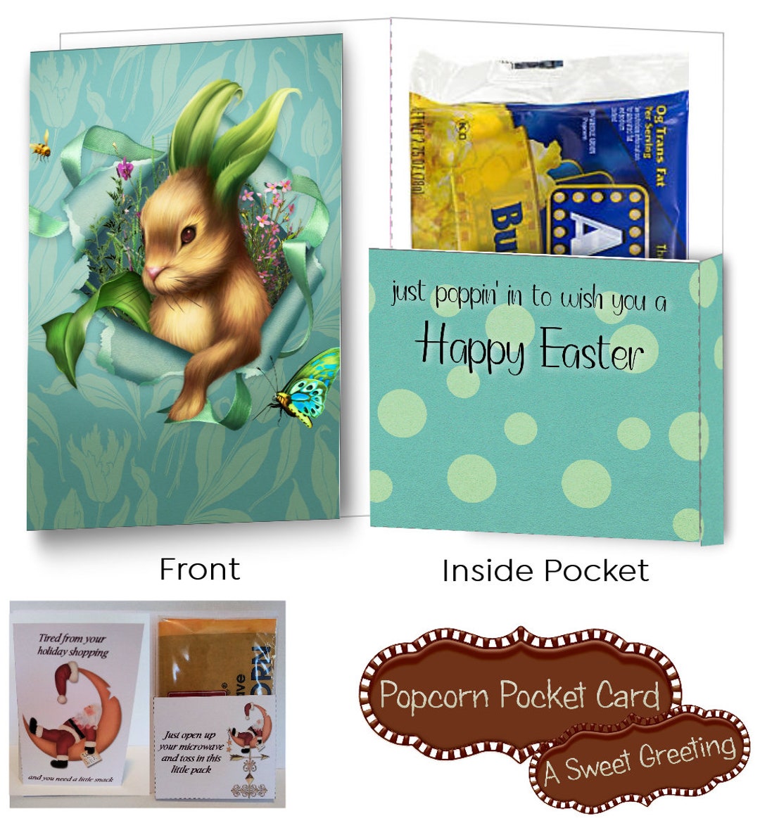 Printable Poppin in to Wish You Happy Easter Popcorn Card for Microwave ...