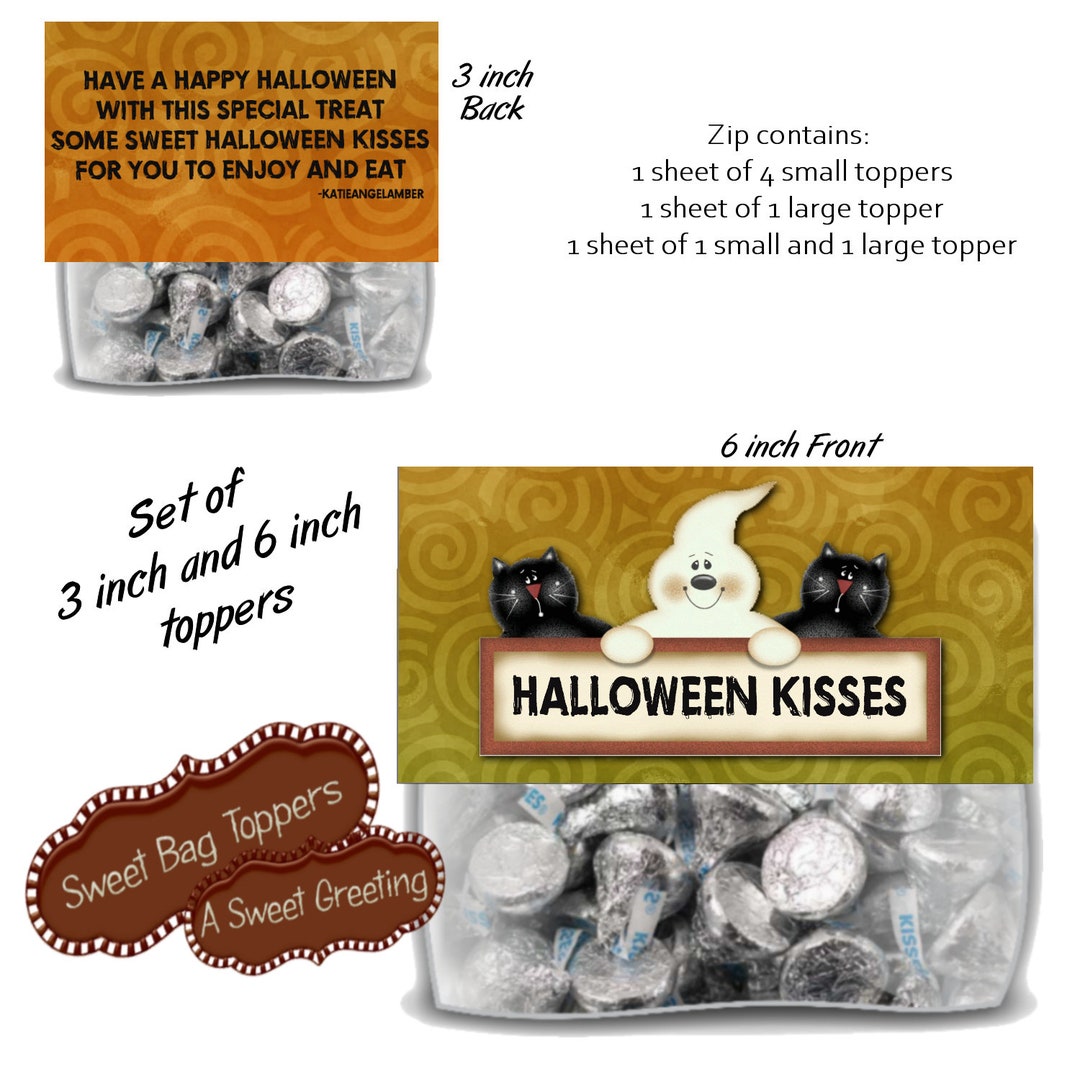 Printable Halloween Kisses 3 & 6 Inch Bag Toppers for "kiss" Shaped ...