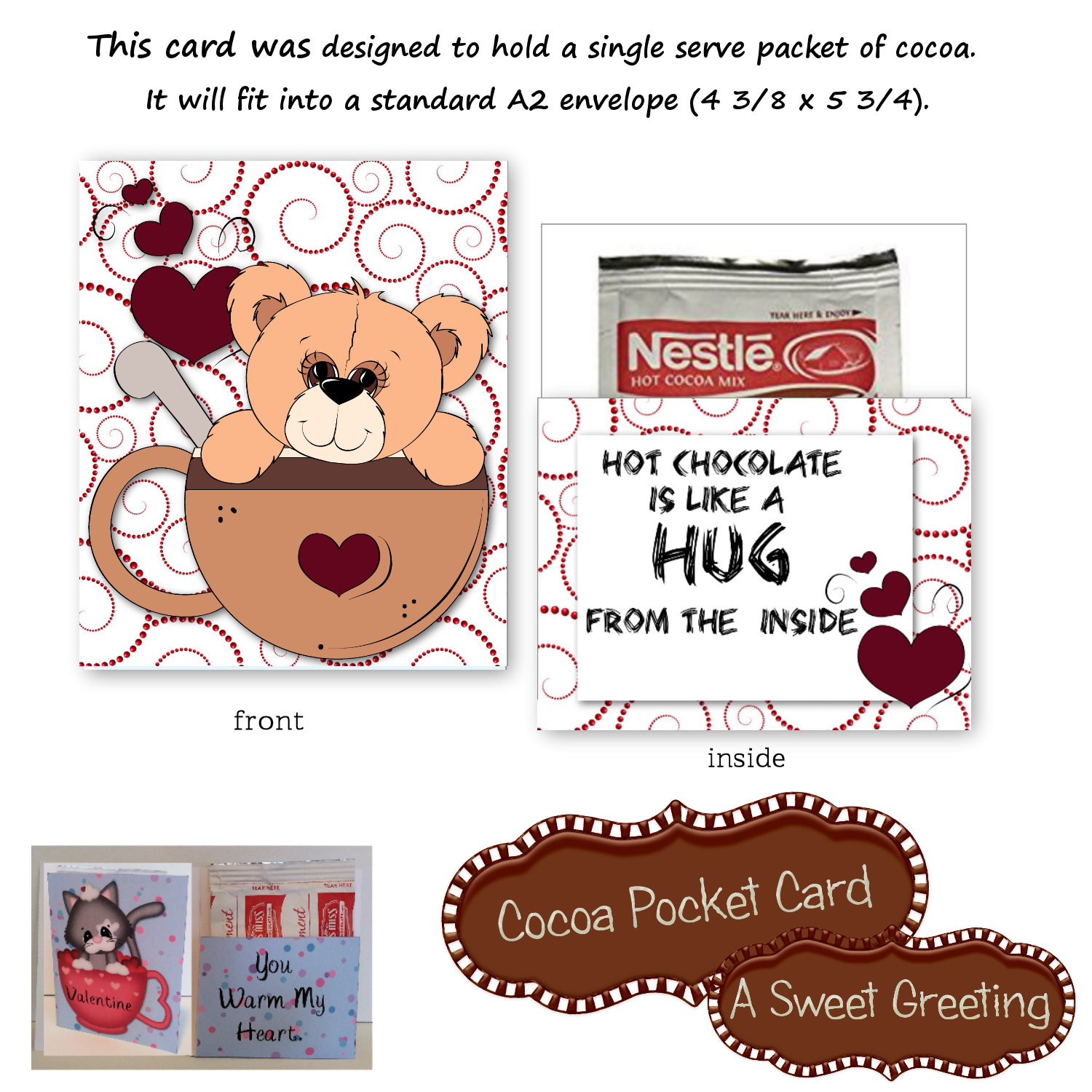Printable Hot Chocolate Hug Cocoa Card for Hot Chocolate Packet - Etsy