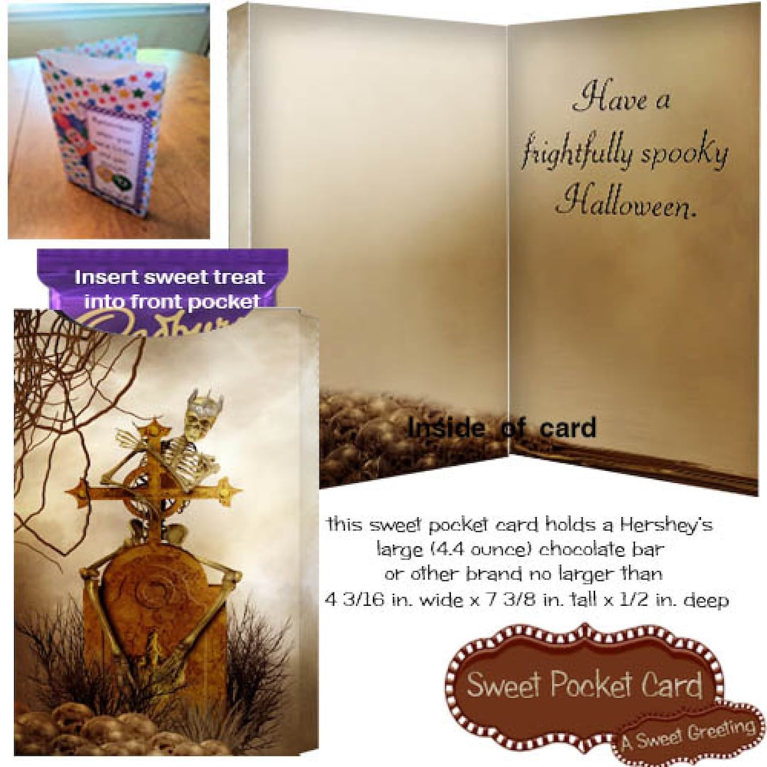 Printable Skeleton King Halloween Pocket Card for Large Candy Bar - Etsy