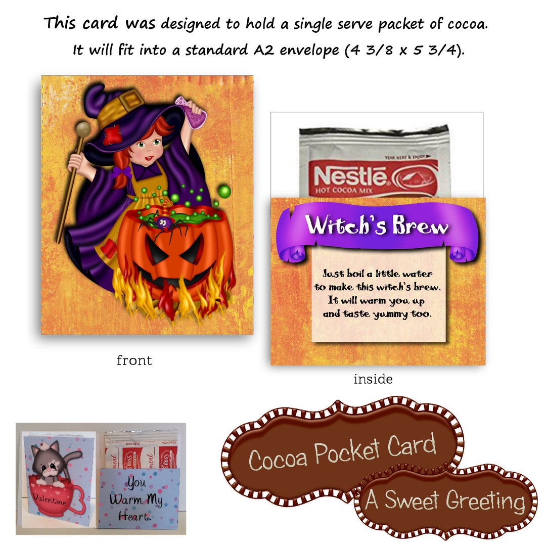 Printable Witch's Brew Cocoa Pocket Card for Hot Chocolate Packet - Etsy