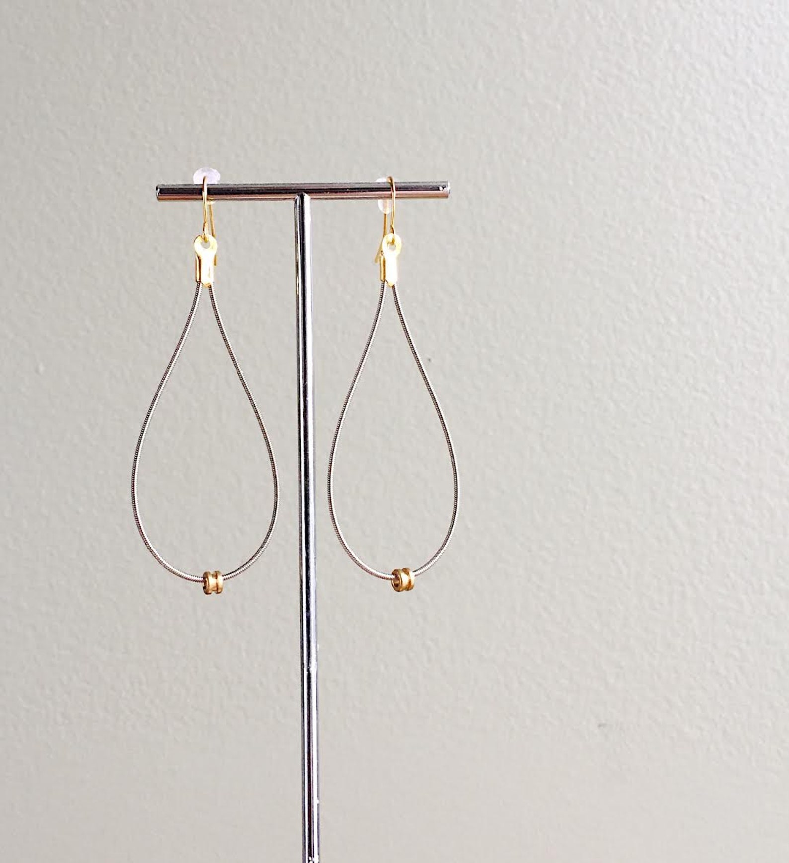 Recycled Electric Guitar String Earrings With Contrasting Ball End ...