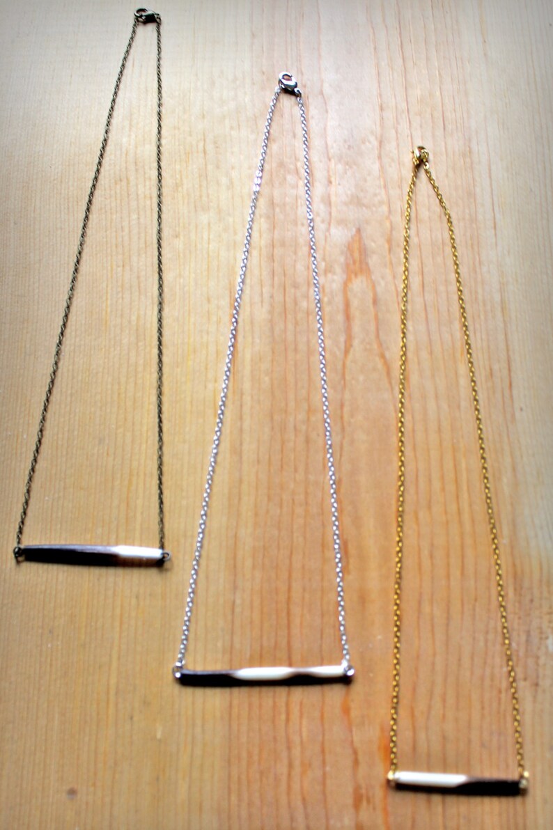 African Porcupine Quill Bar Necklace Silver ethical | Etsy