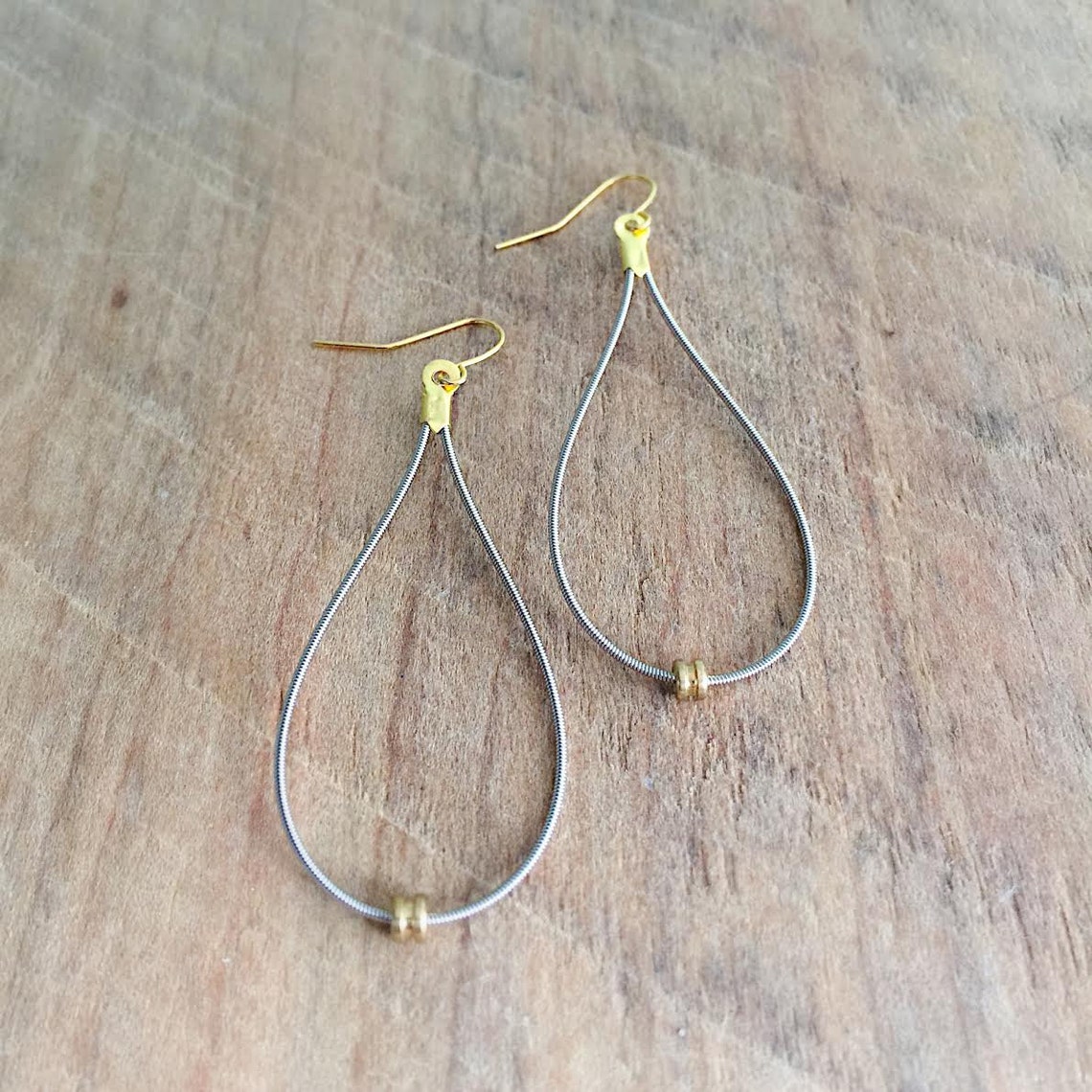 Recycled Electric Guitar String Earrings With Contrasting Ball End ...