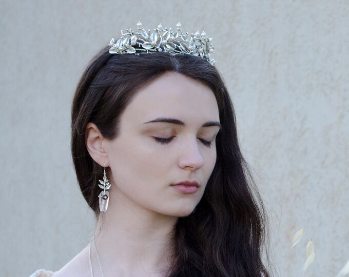Midnight Tiara, Elven Circlet, Pearl Branch Crown, Bridal Tiara, Fairy ...