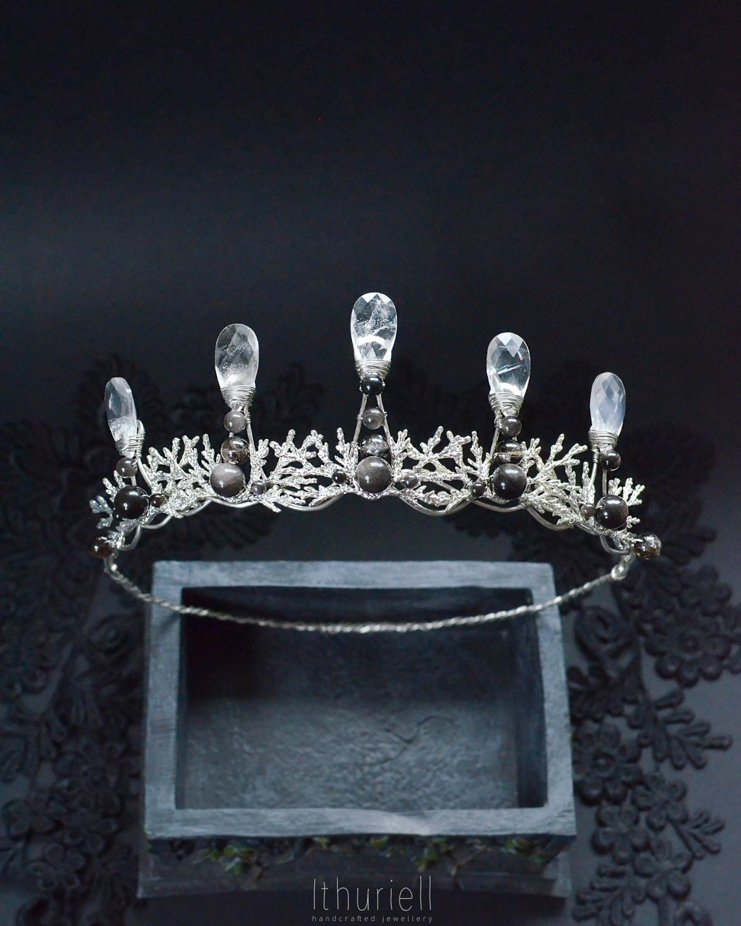 Dark Crystal Crown - Witching Hour, Clear Quartz Tiara, Elven Circlet ...