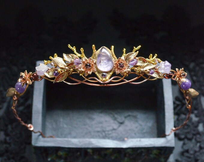 Golden Branch Crown With Ametrine and Amethysts - Sunlit Meadow ...