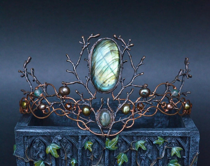 Labradorite Crown Midsummer Dreams Elven Circlet Rustic - Etsy