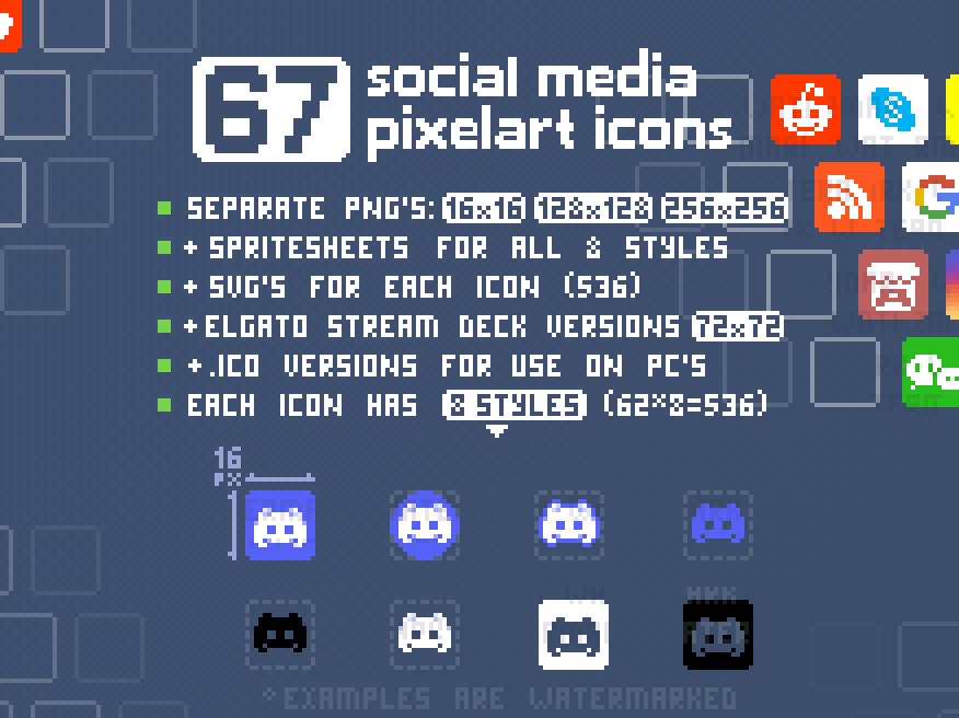 Pix!socials - Social Media Icons Pixelart Sprites - Assets PNG, SVG ...